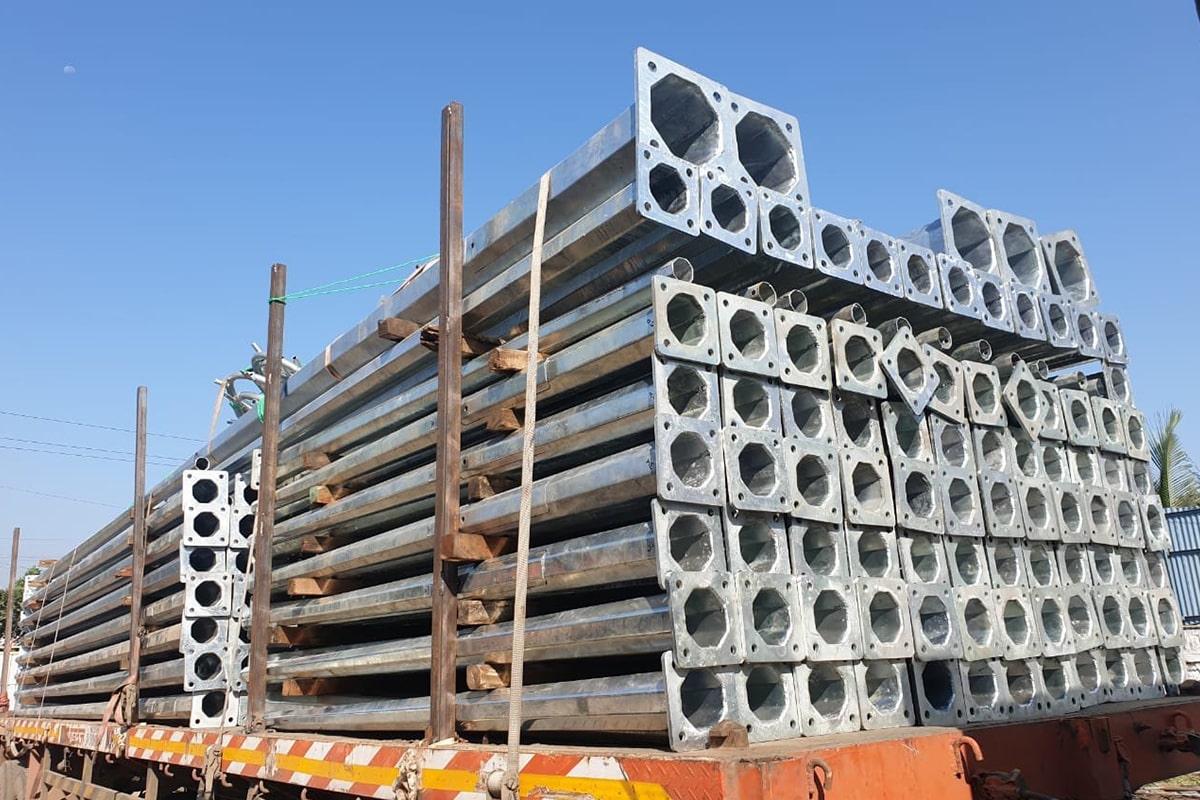 Galvanized Steel Electrical Utility Pole for Low Voltage Transmission ...